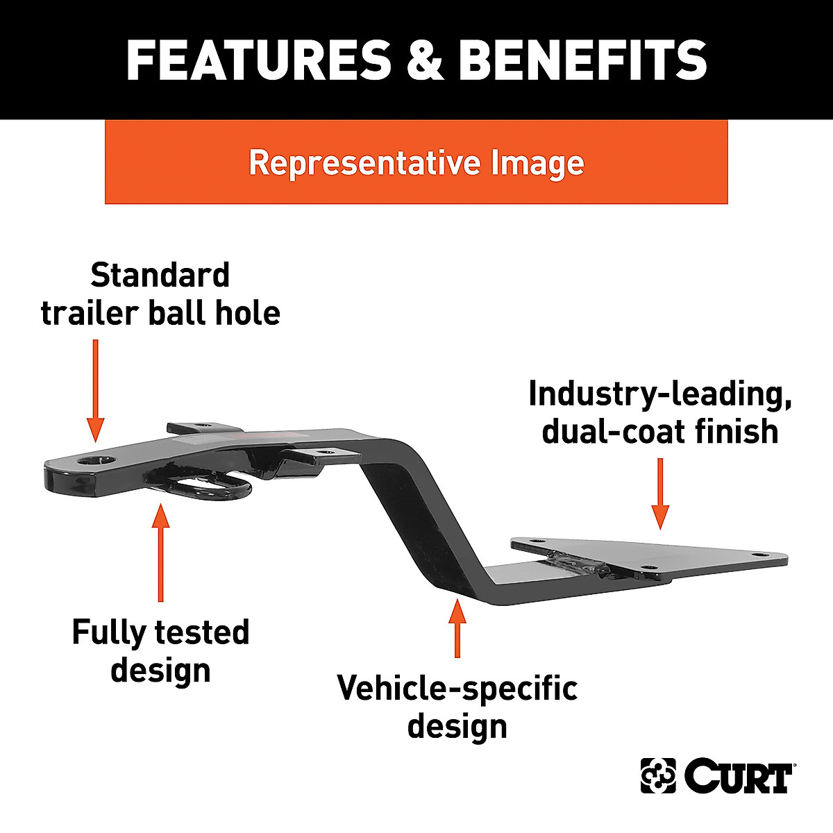 CURT 11543 Class 1 Fixed-Tongue Trailer Hitch with 3/4-Inch Trailer Ball Hole for Select Nissan Pulsar