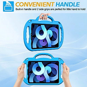 AVAWO Kids Case for iPad 10th 10.9 Inch 2022/iPad Air 6/5/4 2024 Generation Pro 12345- with Shoulder Strap/Handles/Adjustable Kickstand Light Weight Durable Cover for iPad 10 gen, Blue