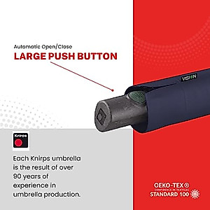 Knirps Vision Duomatic Automatic Open Close Rain Umbrella - Compact Windproof Umbrella for Rain - Durable Travel Umbrella for Adults - 97cm Diameter Retractable Umbrella & Carrying Case, Water Colored