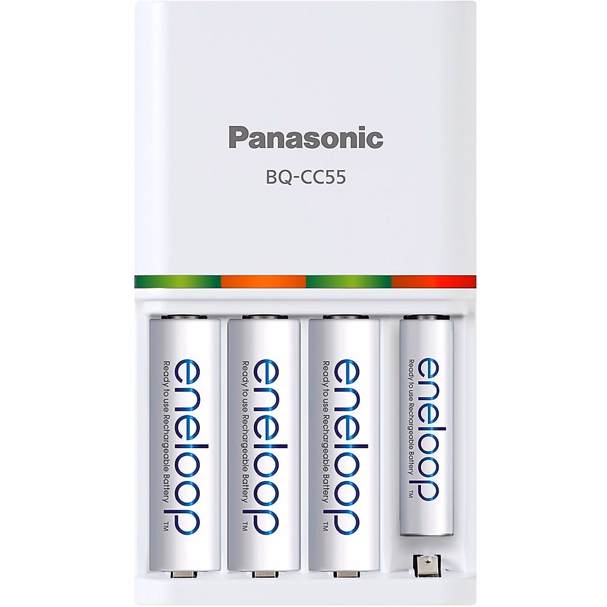 Eneloop Panasonic BK-3MCCA16FA AA 2100 Cycle Ni-MH Pre-Charged Rechargeable Batteries & BQ-CC55SBA Advanced Individual Battery 3 Hour Quick Charger with 4 LED Charge Indicator Lights, White