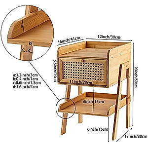 Sushineibor Narrow Side Table with Storage Shelf and Fabric Drawer Narrow Nightstand Night Stand for Living Room Bedroom Bedside Also as Small Sofa Couch End Tables