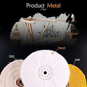 Rustark 6 Piece Polishing Compounds Kit with 3 Assorted Buffing Wheels Including Black Emery, Brown Tripoli, White Diamond, Yellow (30 Ply) Flannel (30 Ply), Cotton (40 Ply) for polishing