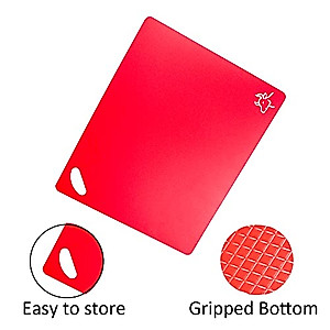 Kimmoker Flexible Cutting Boards Set, Cutting Board Mats for Cooking, Colored Cutting Board Set with Easy-Grip Handles, Flexible Plastic Cutting Sheet Set of 4 (1)
