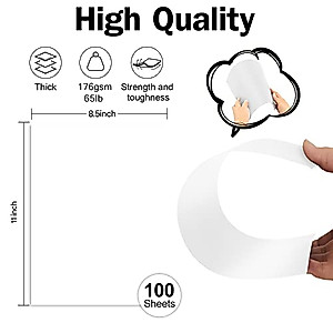 White Cardstock 8.5 x 11 White Paper 100 Pack, Goefun 65lb Card Stock Printer Paper for Cards Making, Office Printing, Paper Crafting