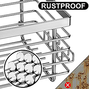 ODesign Shower Caddy Basket with Hooks Soap Dish Holder Shelf for Shampoo Conditioner Bathroom Storage Organizer SUS304 Stainless Steel Rustproof Adhesive No Drilling - 3 Pack