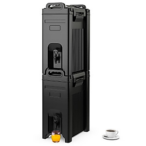 COSTWAY Insulated Beverage Dispenser, 5 Gallon Ice and Hot Drink Server with Handles for Catering, Food-grade LLDPE Material, Keep Hot Chocolate Coffee Tea Warm, Hot beverage Dispenser for Party, 2