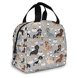 TumzfhQ Funny Dachshund Lunch Bag for Women Insulated Thermal Tote Lunch Box for Work College Picnic Beach Park
