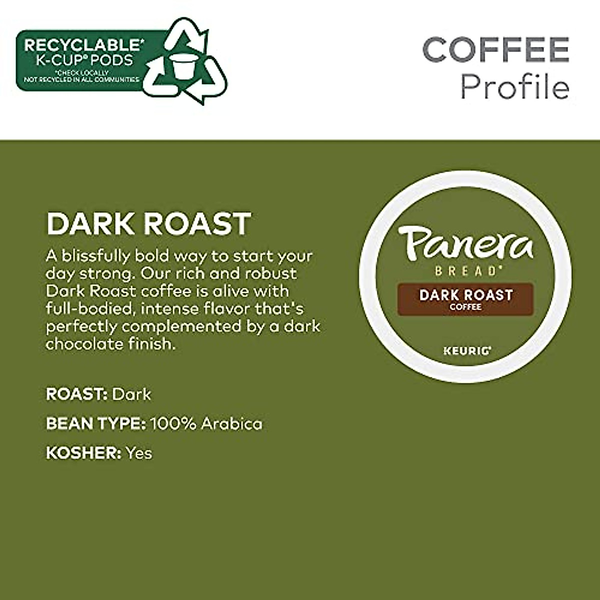 Panera Bread Dark Roast Coffee, Keurig Single Single Serve Coffee K-Cup Pods, 12 Count (Pack of 6)