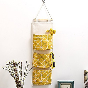 SHENDAF 3Pcs Wall Closet Hanging Storage Bag, Premium Linen Fabric Over The Door Organizer