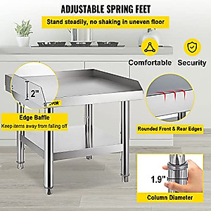 VEVOR Stainless Steel Equipment Grill Stand, 24 x 24 x 24 Inches Stainless Table, Grill Stand Table with Adjustable Storage Undershelf, Equipment Stand Grill Table for Hotel, Home, Restaurant Kitchen