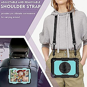 Case for Kindle Fire HD 8/HD 8 Plus Tablet 10th Generation 2020 | Herize Heavy Duty Fire Hd 8 Case W/Screen Protector 360 Rotating Stand Hand Strap Shoulder Strap for Amazon Kindle Fire 8 Inch Tablet