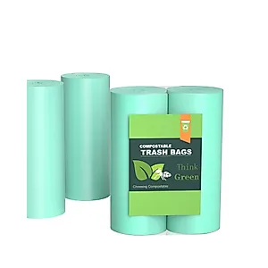 8 Gallon Trash Bags Bathroom Trash Bags, AYOTEE 40 Count Ultra Strong Unscented Garbage Bags Clear Trash Bags Waste Basket Liners for Bathroom, Kitchen,Bedroom, Office, Pet, Car(Green)