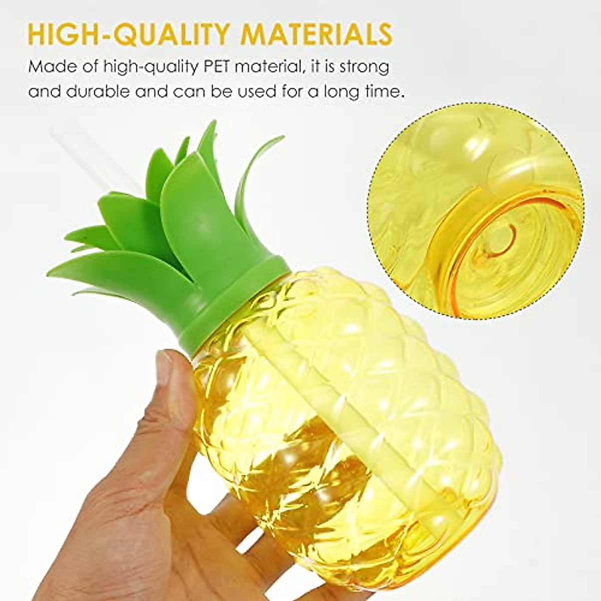 4pcs Pineapple Cup Beach Cup Upside down Pineapple Hawaiian Cups Summer Party Cups Tropical Cups with Straws Pineapple Juice Cup Water Cup Water Cups Modeling Plastic Drinks Child