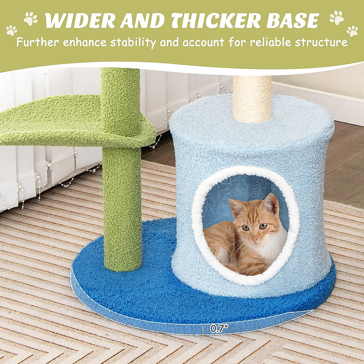 Tangkula Cute Cat Tree, Flower Cat Tower with Sisal Scratching Post, Plush Leaf-Shaped Perch, Roomy Condo, Fluffy Spring Ball & Jingling Ball, Small Cat Tree for Indoor Cats 20 lbs Heavy Duty