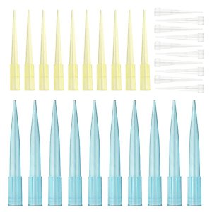 TOVOT 1500PCS Laboratory Universal Pipette Tips 3-Size Plastic Liquid Pipette Tips 10ul 200ul 1000ul (Yellow Blue Clear)