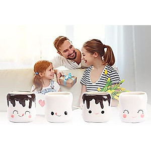 Marshmallow Mugs Set of 4 Cute Marshmallow Cups Cute Mugs for Kids Hot Chocolate Cocoa Mugs Gifts for Kids Women Christmas Mugs Mother's Day Cute Mug 6OZ