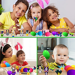 NMKS 72 Pcs Easter Egg Fillers with Transformer Toys Inside, Toys for Ages 5-7 4-8 8-13 Easter Basket Stuffers Fillers with Glow In the Dark Sticks Party Activities Games Supplies Gifts for Kids