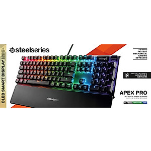 SteelSeries Apex Pro Mechanical Gaming Keyboard, Adjustable Actuation Switches, OLED Display, Red Switches, French AZERTY Layout