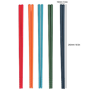 Joyzan Chopsticks Set, 5 Pairs Multicolor Reusable Chopsticks Silicone Chopsticks Sushi Non Slip Chinese Japanese Korean Style Lightweight Chop Sticks Colorful Dishwasher Safe Cooking Food Gift