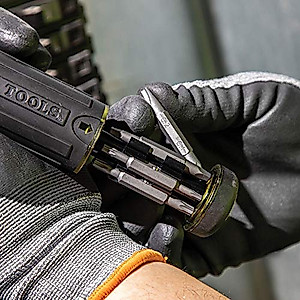 Klein Tools 32305 Multi-bit Ratcheting Screwdriver, 15-in-1 Tool with Phillips, Slotted, Square, Torx and Combo Bits and 1/4-Inch Nut Driver