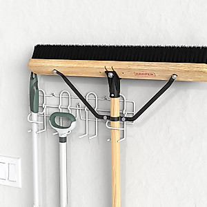 ClosetMaid 3462 Broom & Mop Holder for Wall Or Door Mount, Durable White Metal Steel, 16