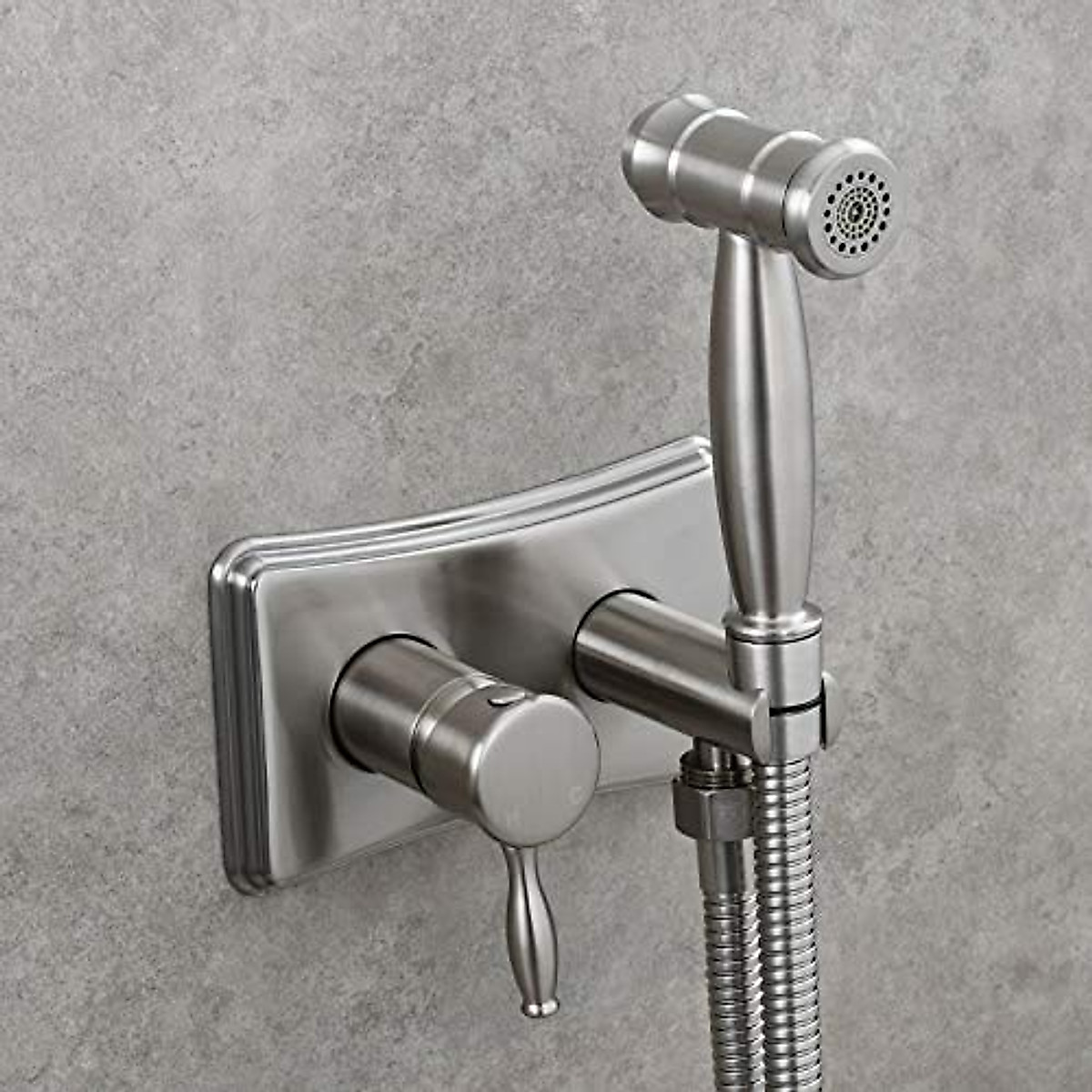 Tecmolog Stainless Steel Toilet Sprayer Kit Hand Held Bidet Sprayer for Toilet Hot and Cold Water Diaper Sprayer Shattaf Bathroom Attachment, Brushed Nickel, WS035F