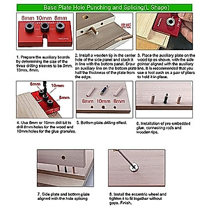 Pocket Hole Jig Kit 3 in 1 Round Dowel Woodworking Holes Locator Furniture Panel Splicing Tool, for Easy Furniture Assembly and Strong Wood Joints