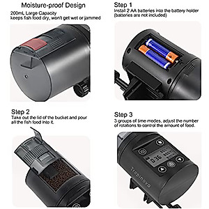 Tropinova Aquarium Automatic Fish Feeder Moisture-Proof Auto Fish Food Dispenser for Aquarium or Small Fish Turtle Tank