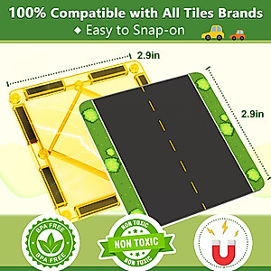 Magnetic Tiles Road Toppers Set Kids Toys for 3 Year Old Boys and Girls Playing with Car Toys Preschool Learning Activities Gift for 3 4 5 6 Year Old Toddlers Kids