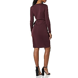 Amazon Essentials Women's Long Sleeve Classic Wrap Dress (Available in Plus Size), Burgundy, Small