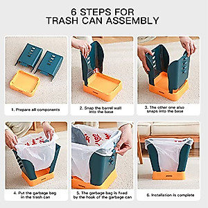 Asitp Plastic Small Trash Can, 9-Gear Adjustable Size Multifunction Garbage Can, Detachable Design Trash Bags Holder for Home, Office and Outdoor, Garbage Bag Not Fall Off