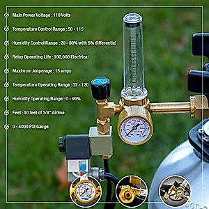 MANATEE CO2 Regulator Emitter System with Solenoid Valve Flowmeter for Grow Room Grow Tent Garden - 0-4000 PSI Gauge - Hydroponics CO2 Monitor, Sensor & Pressure Monitor Accurate & Easy to Adjust
