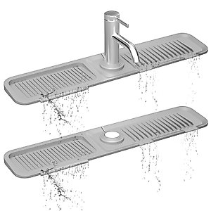 Kitchen Sink Splash Guard, 24inch 5° Sloped, Silicone Draining Mat for Kitchen Sink, Faucet Mat for Kitchen Sink, Silicone Sink Splash Guard from Luxury Lineup