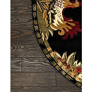 Unique Loom Barnyard Collection French Country Inspired Cottage Rooster Design Area Rug (5' 0 x 8' 0 Oval, Black/Ivory)