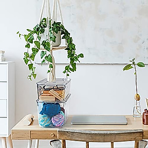 EZOWare 6 Pack Stackable Clear Refrigerator Organizer Bins with Lid, Narrow Plastic Storage Box Containers Ideal for Kitchen Cabinet, Pantry Organization, Fridge, Freezer - 2 Sizes