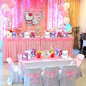 16 Pack Cat Melody Cute Lovely Kawai Animal Figure Characters Party Favor Gift Goody Candy Treat Bags with Handle for Girls Boys Kids Adults Birthday Baby Shower Party Favors Supplies Decorations