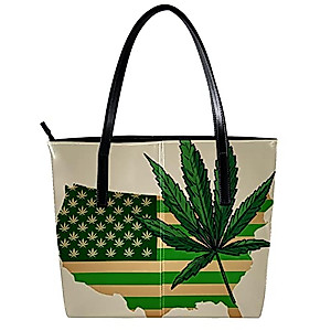 TBOUOBT Handbags for Women Fashion Tote Bags Shoulder Bag Satchel Bags, Leaves and Flag