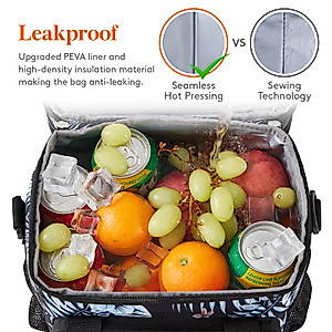 Lifewit Lunch Box for Men Women Double Deck Lunch Bag, Large Insulated Soft Cooler Bag, Leakproof Soft Meal Prep Lunch Tote with Shoulder Strap for Adults for Work/Flight/Travel, 12L/16Can, Flower