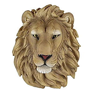 Ebros Gift Safari African Grassland Mufasa Lion Head Wall Decor Plaque 16" Tall Taxidermy Art Decor Sculpture Alpha Pride Lion King Wall Bust Plaque