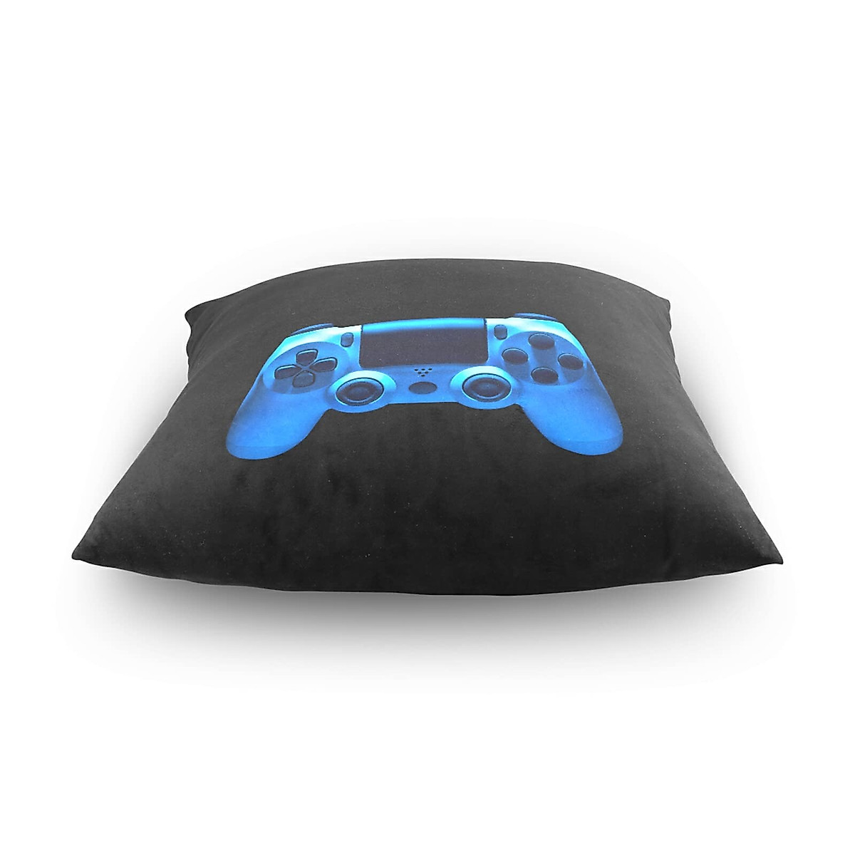 Video Game Joystick Gamepad in Blue Neon Lights Isolated on Black Square Pillowcase Cushion Cover, Soft Breathable Bed Pillow Case Cover for Couch Home Sofa Bedroom Office Car Decor 20x20 inches
