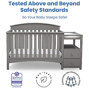 Delta Children Abby Convertible Crib 'N' Changer, Grey + Serta Perfect Slumber Dual Sided Recycled Fiber Core Crib and Toddler Mattress (Bundle)