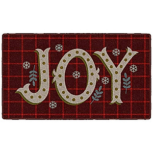 Brumlow MILLS Christmas Joy Washable Festive Slogan Print Indoor or Outdoor Holiday Rug for Living or Dining Room, Bedroom Carpet and Kitchen Runner Rug, 20" x 34", Burgundy