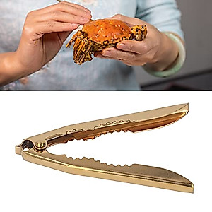 MOUMOUTEN Gold Crab Cracker, Non Slip Seafood Tools, Robust Stainless Steel Nutcracker Chestnut Walnut Opener Clip for Kitchen