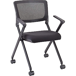 Lorell LLR41845 Plastic Arms Mesh Back Nesting Chair