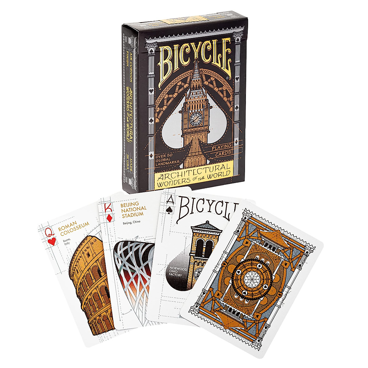 Bicycle Architectural Wonders of The World Playing Cards, Black