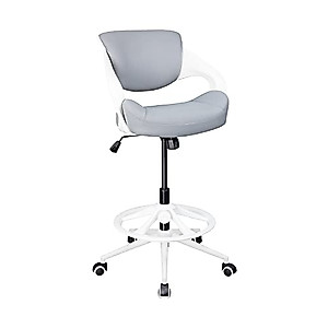 BOJUZIJA Tall Office Chair,Drafting Chair,Standing Computer Desk Chair with Foot Rest- Waist Support Function-Grey
