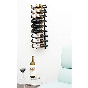 VintageView W Series (3 Ft) - 18 Bottle Wall Mounted Wine Rack (Satin Black) Stylish Modern Wine Storage with Label Forward Design