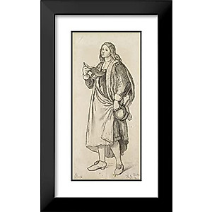 ArtDirect Ford Madox Brown 13x24 Black Modern Frame and Double Matted Museum Art Print Titled - The Young Milton