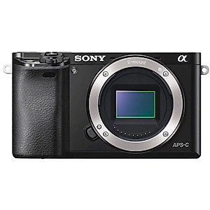 Sony Alpha a6000 Mirrorless Camera with 16-50mm Lens (ILCE6000L/B) + 64GB Card + Card Reader + Case + Flex Tripod + Hand Strap + Memory Wallet + Cap Keeper + Cleaning Kit (Renewed)