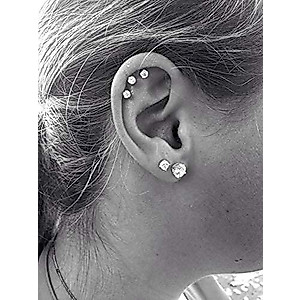MODRSA 16G Cartilage Piercing Jewelry Tragus Earrings Forward Helix Piercing Jewelry for Women Stainless Steel Cubic Zirconia Stud Earrings Silve